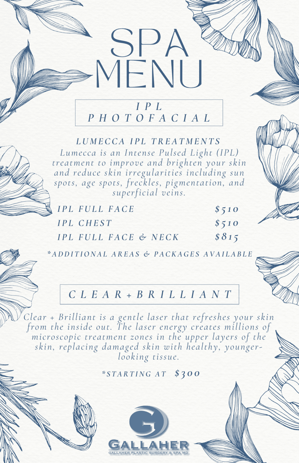 Spa Service Menu Knoxville, TN - Gallaher Plastic Surgery