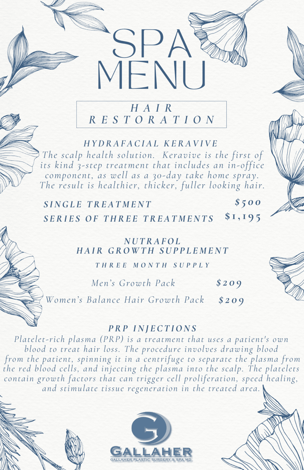 Spa Service Menu Knoxville, TN - Gallaher Plastic Surgery
