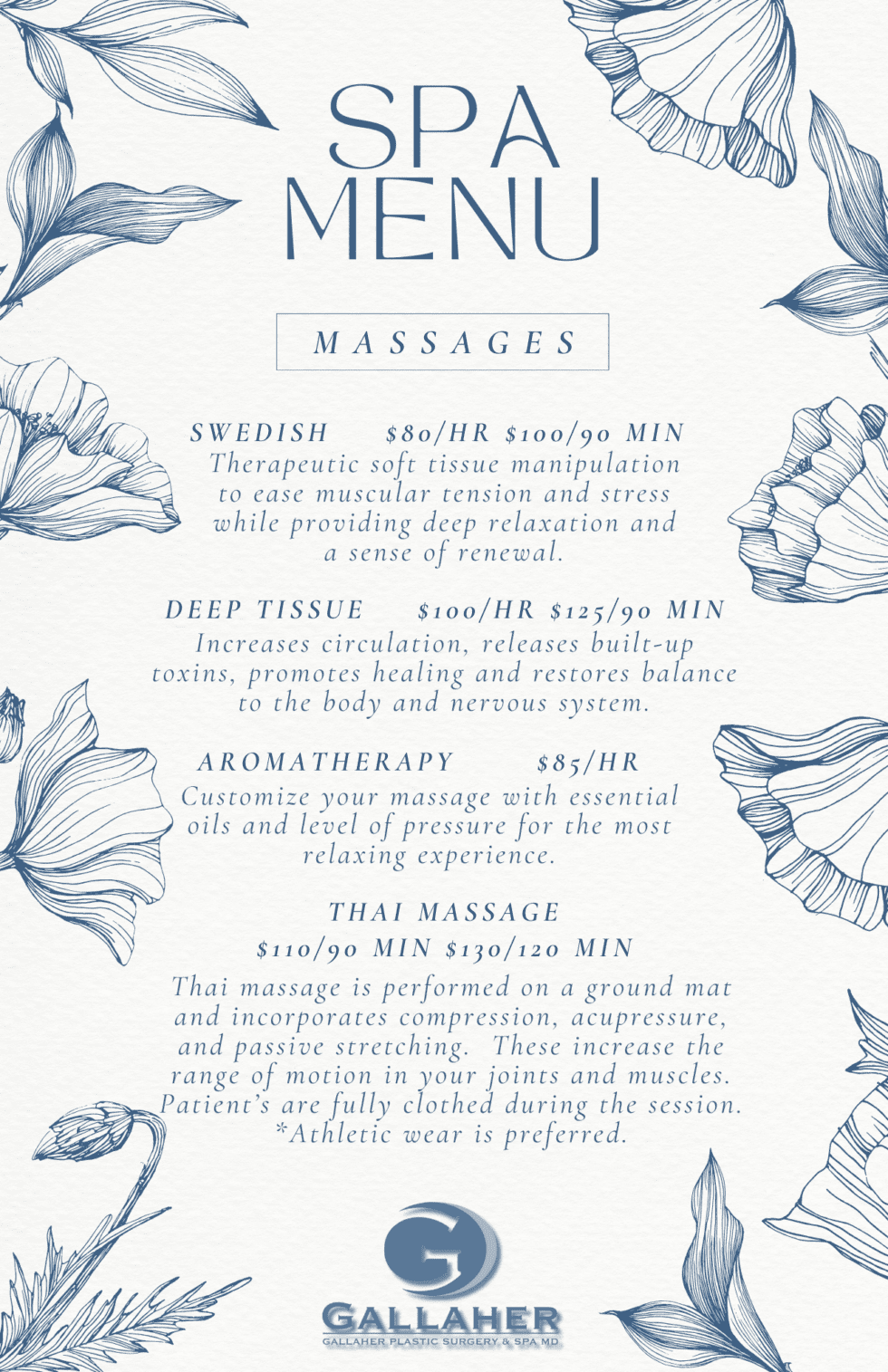 Spa Service Menu Knoxville, TN - Gallaher Plastic Surgery